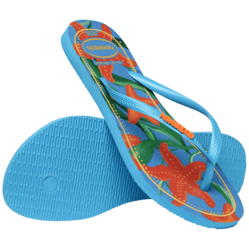 Kids' Tropical Slim Flip Flops Turquoise | Havaianas