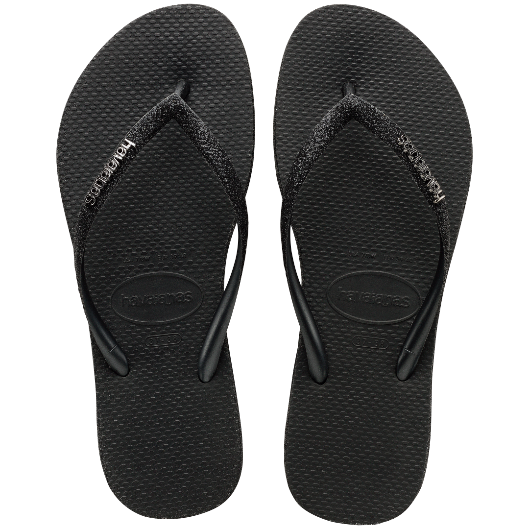 Women's Slim Sparkle Flip Flops Black | Havaianas