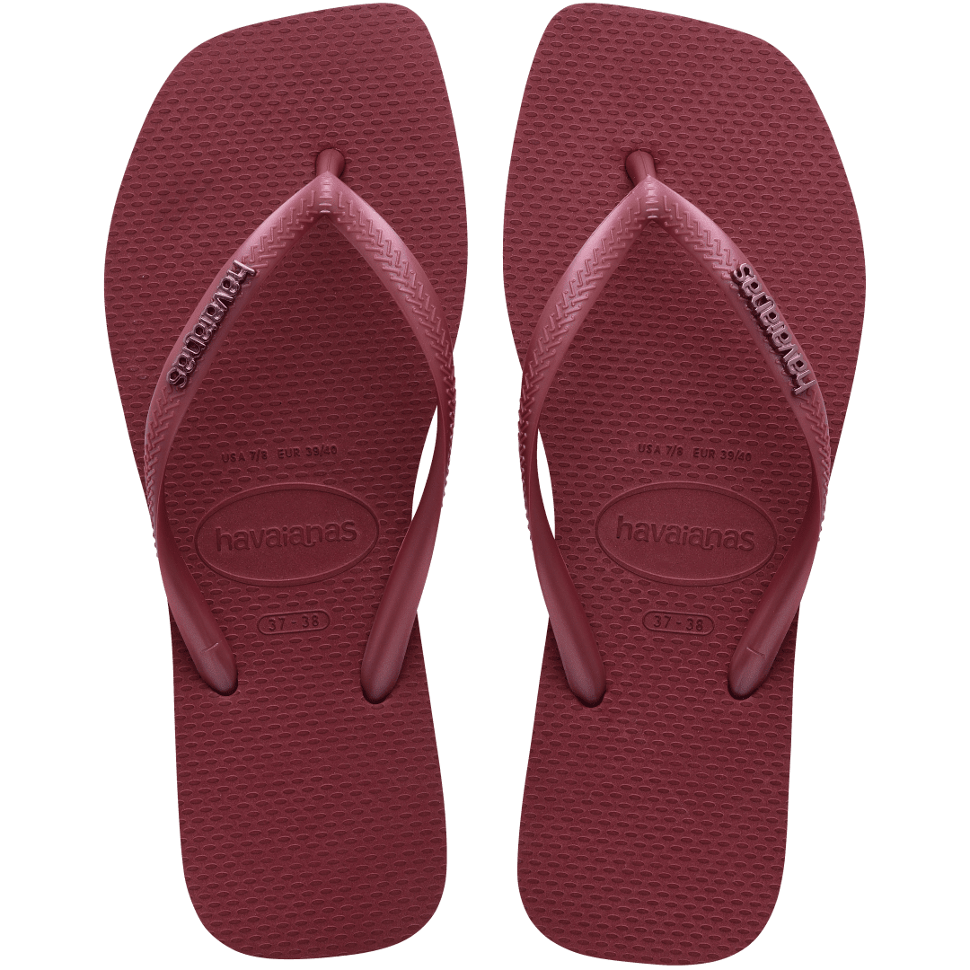 Women's Slim Square Logo Metallic Flip Flops Amaranth | Havaianas