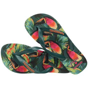 Women's FARM Rio Pink Toucan Top Flip Flops Pantanal Green | Havaianas