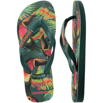 Women's FARM Rio Pink Toucan Top Flip Flops Pantanal Green | Havaianas