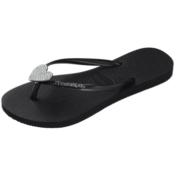 Kids' Crystal Charm Slim Flip Flop Black | Havaianas