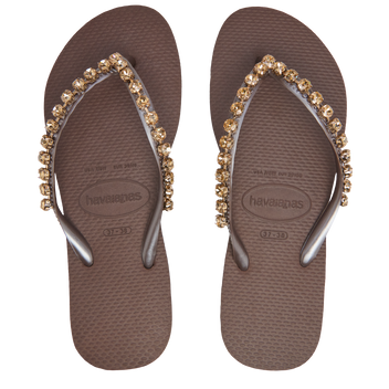 Women's Rock Mesh Slim Flip Flops Dark Brown | Havaianas