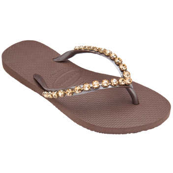 Women's Rock Mesh Slim Flip Flops Dark Brown | Havaianas