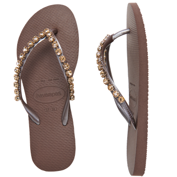 Women's Rock Mesh Slim Flip Flops Dark Brown | Havaianas